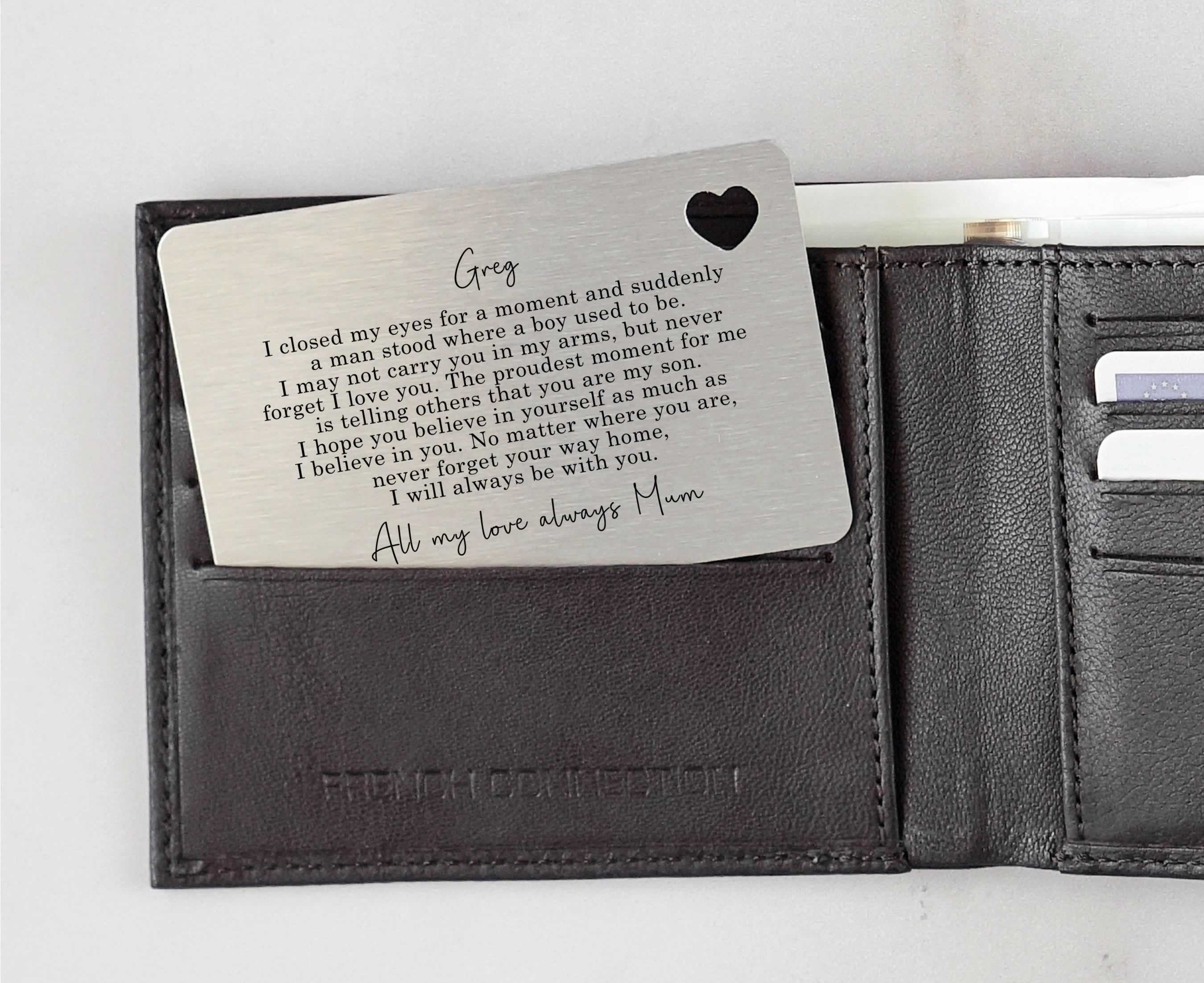 Personalised to My Son Sentimental Poem Metal Wallet Card Gift - Etsy UK
