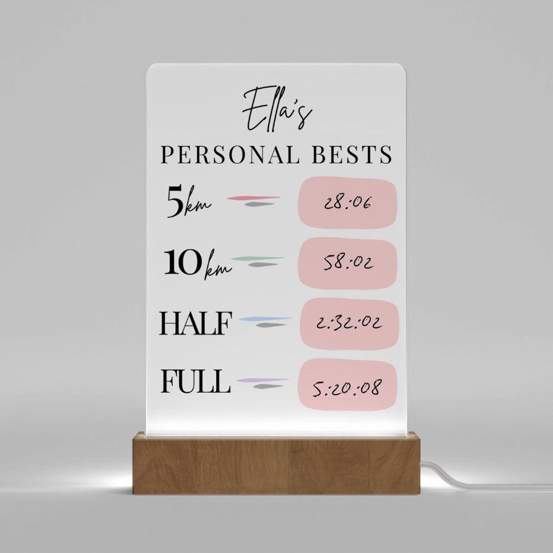 Personalised Name Running Personal Best PB 5km 10km Half Full Marathon ...