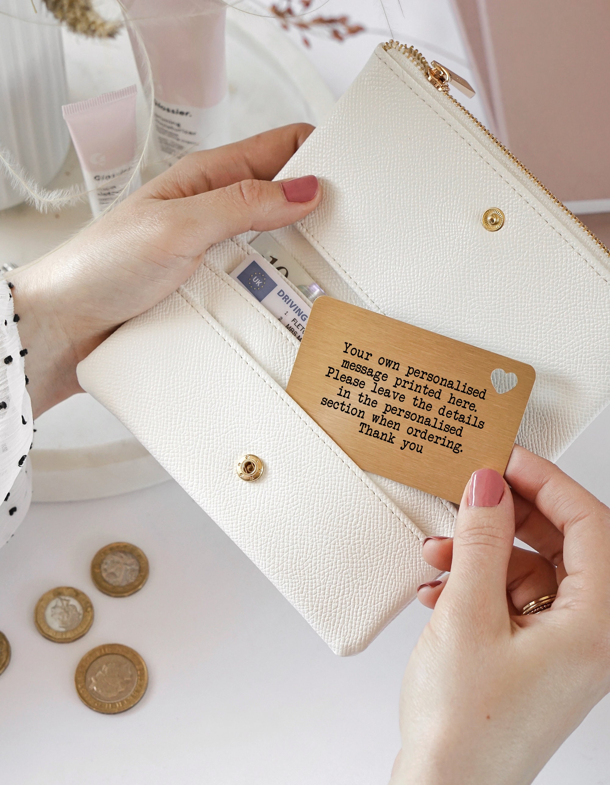 Personalised Wallet Card Your Own Wording Message Printed on - Etsy UK