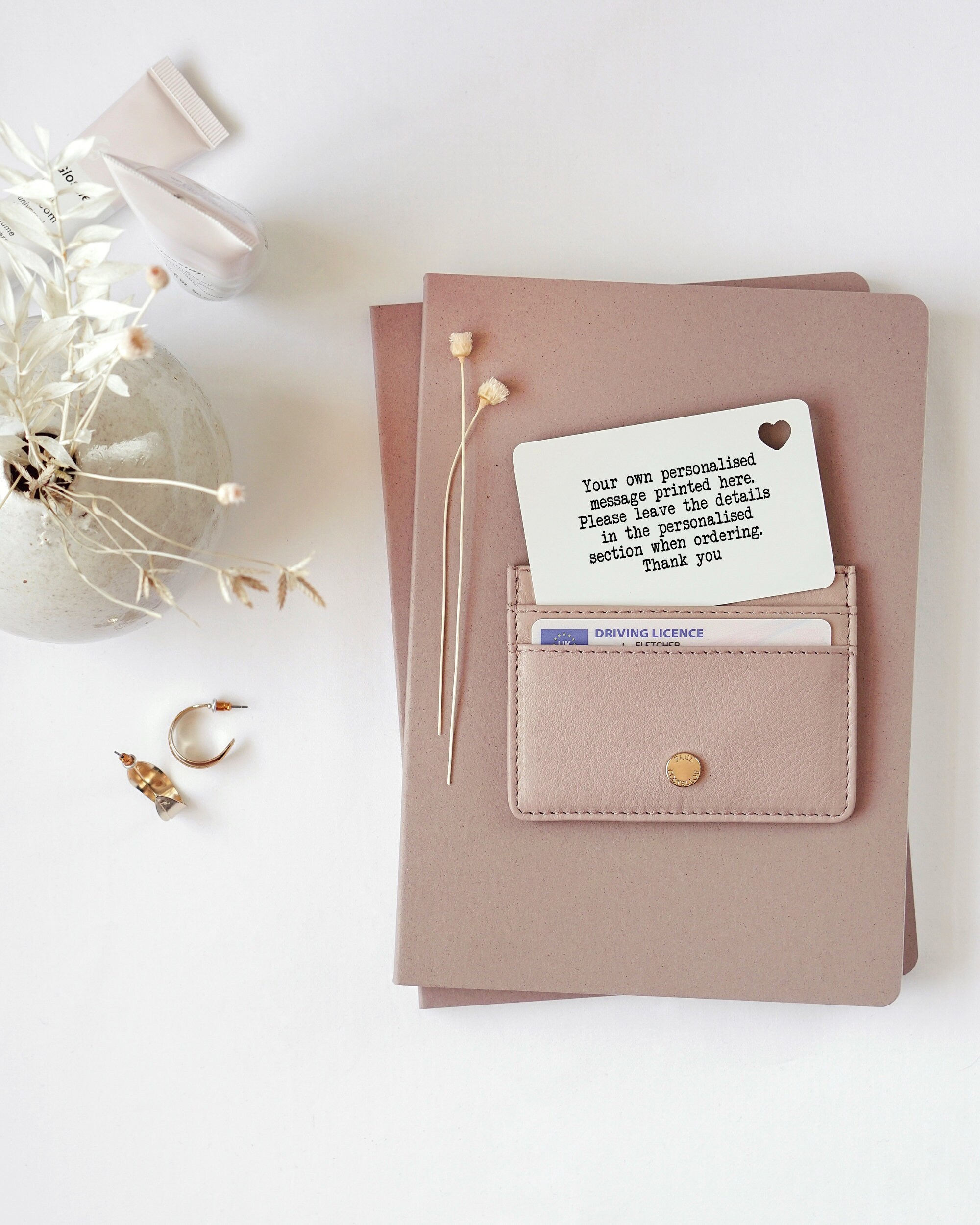 Personalised Wallet Card Your Own Wording Message Printed on - Etsy UK