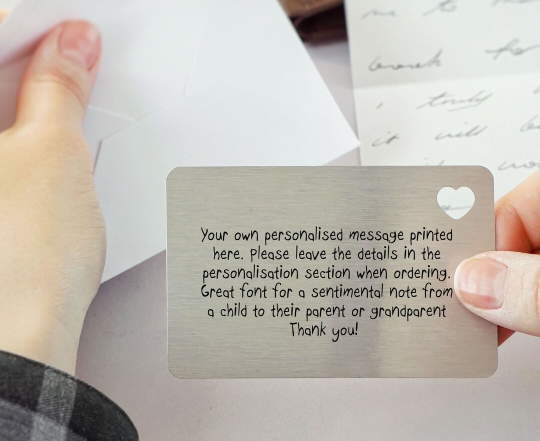Personalised Sentimental Keepsake Wallet Card Child's Handwriting Font ...