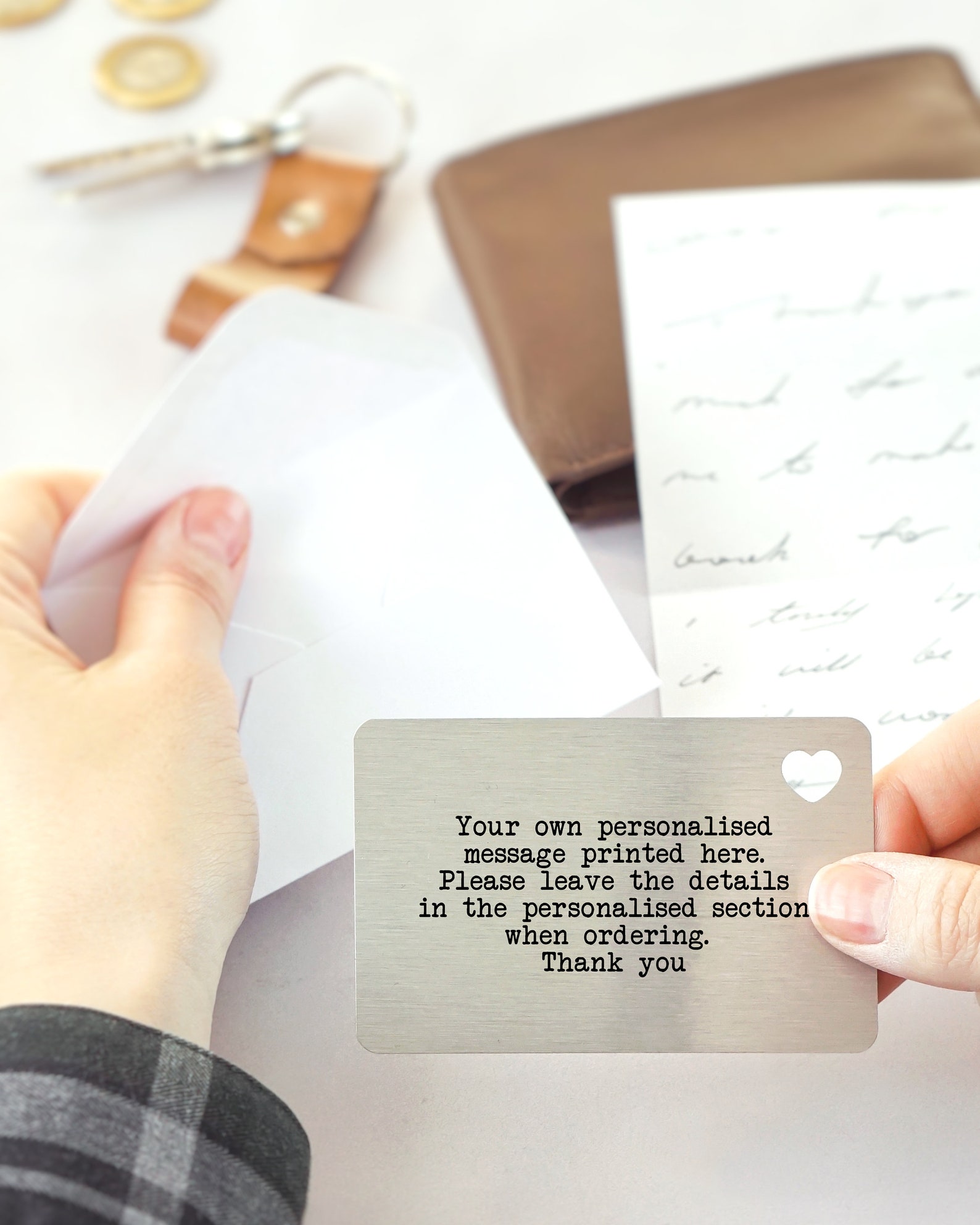 Personalised Wallet Card Your Own Wording Message Printed on - Etsy UK