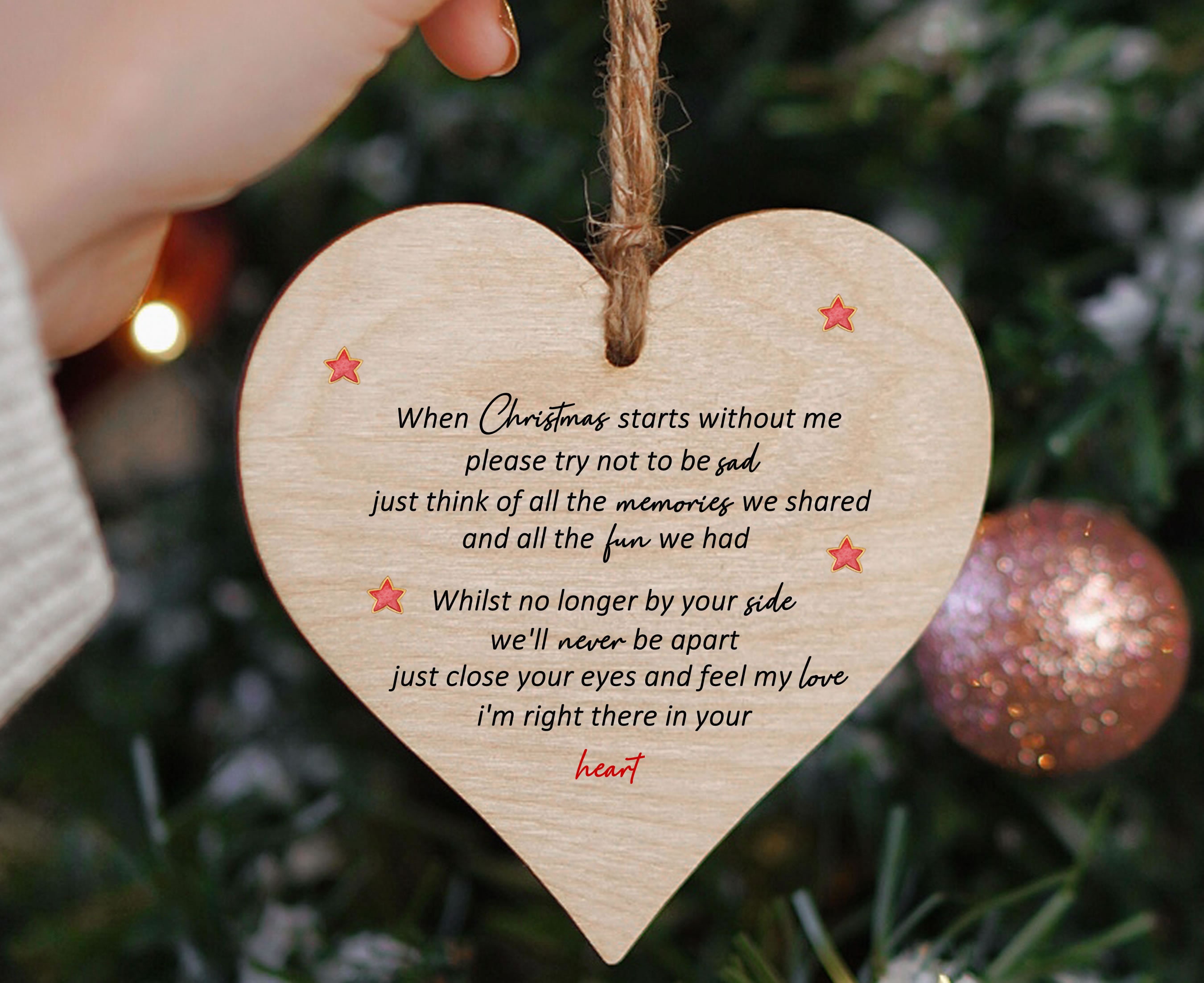 In Loving Memory Remembrance Memorial Poem Wooden Heart Hanging ...