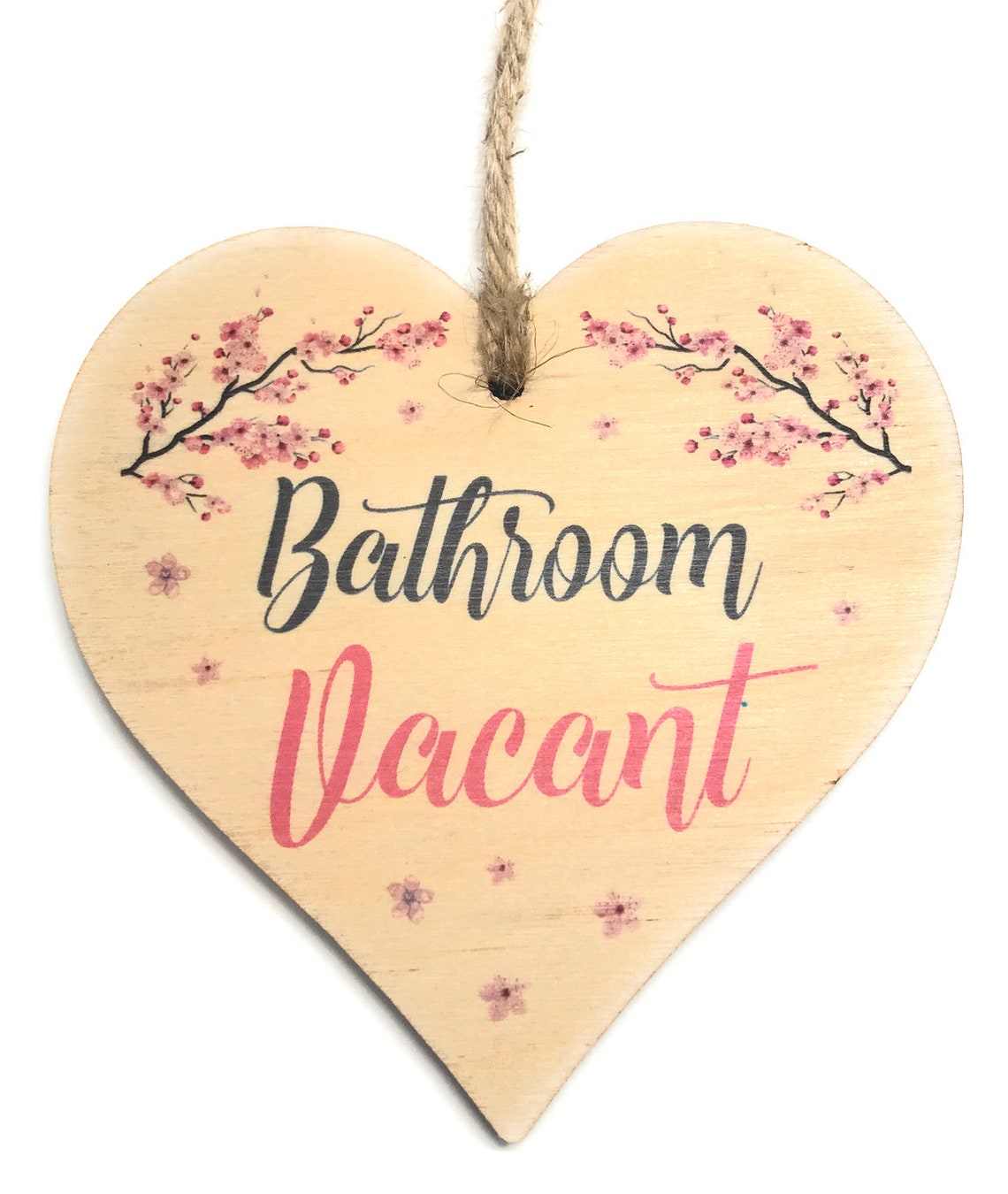 Engaged Vacant Bathroom Door Sign Double Sided Wooden Heart - Etsy
