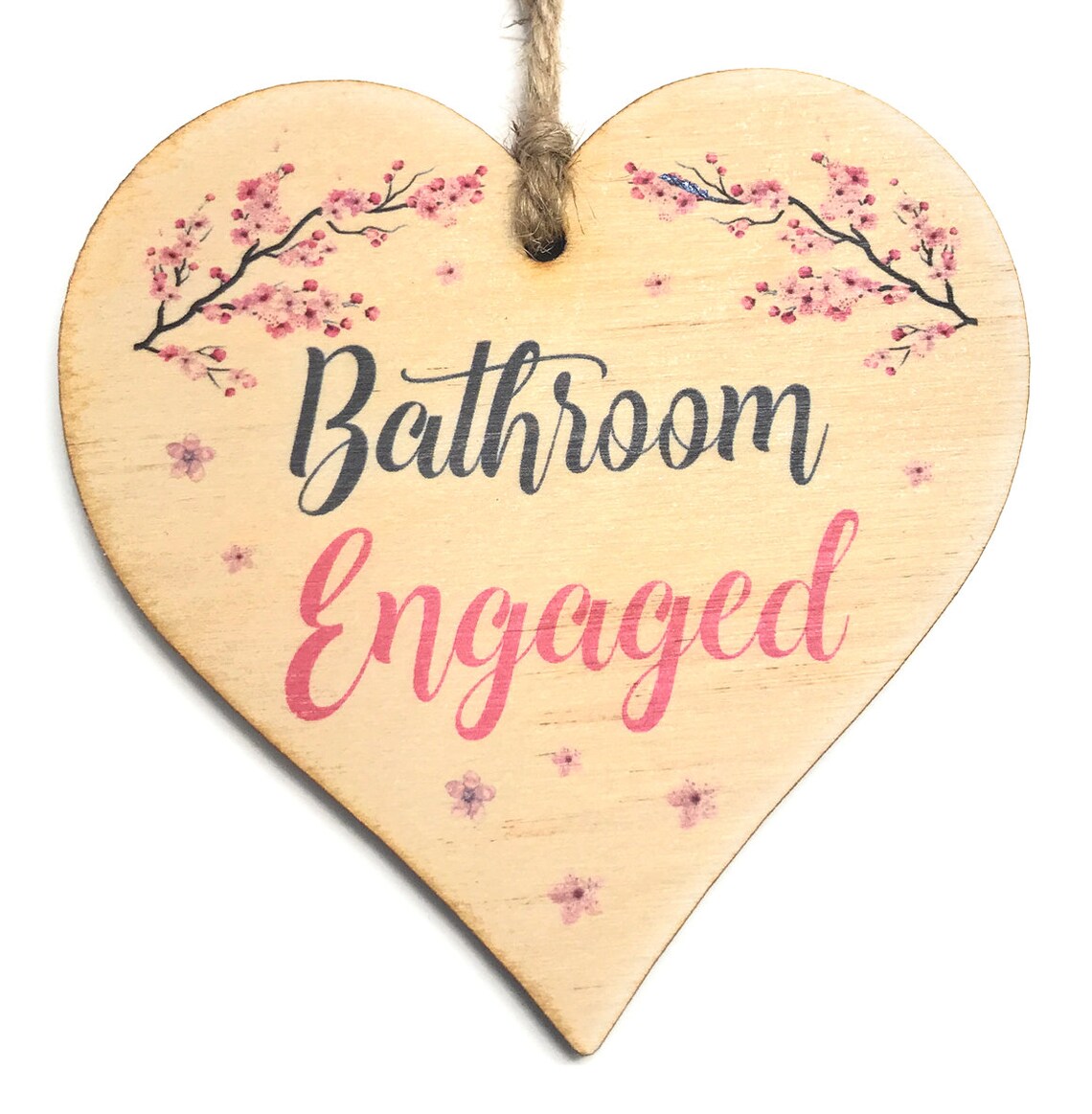 Engaged Vacant Bathroom Door Sign - Double Sided Wooden Heart Shaped ...