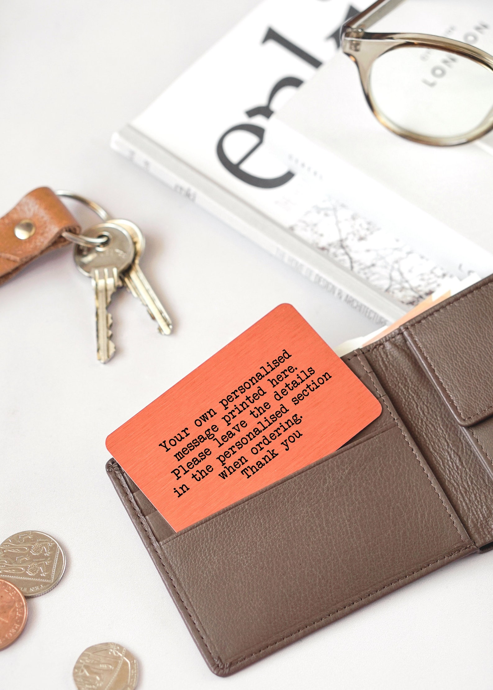 Personalised Wallet Card Your Own Wording Message Printed on - Etsy UK