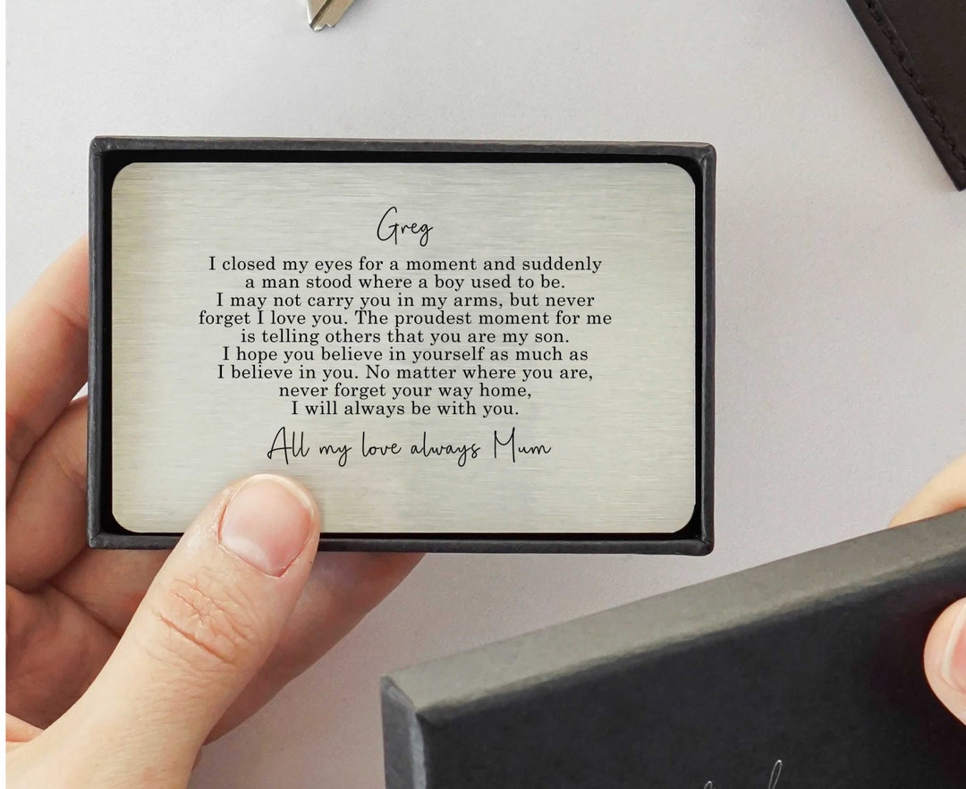 Personalised to My Son Sentimental Poem Metal Wallet Card Gift Idea ...