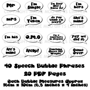 40 Cartoon Comic Style Speech Bubble Bumper Prop Set Digital Download ...