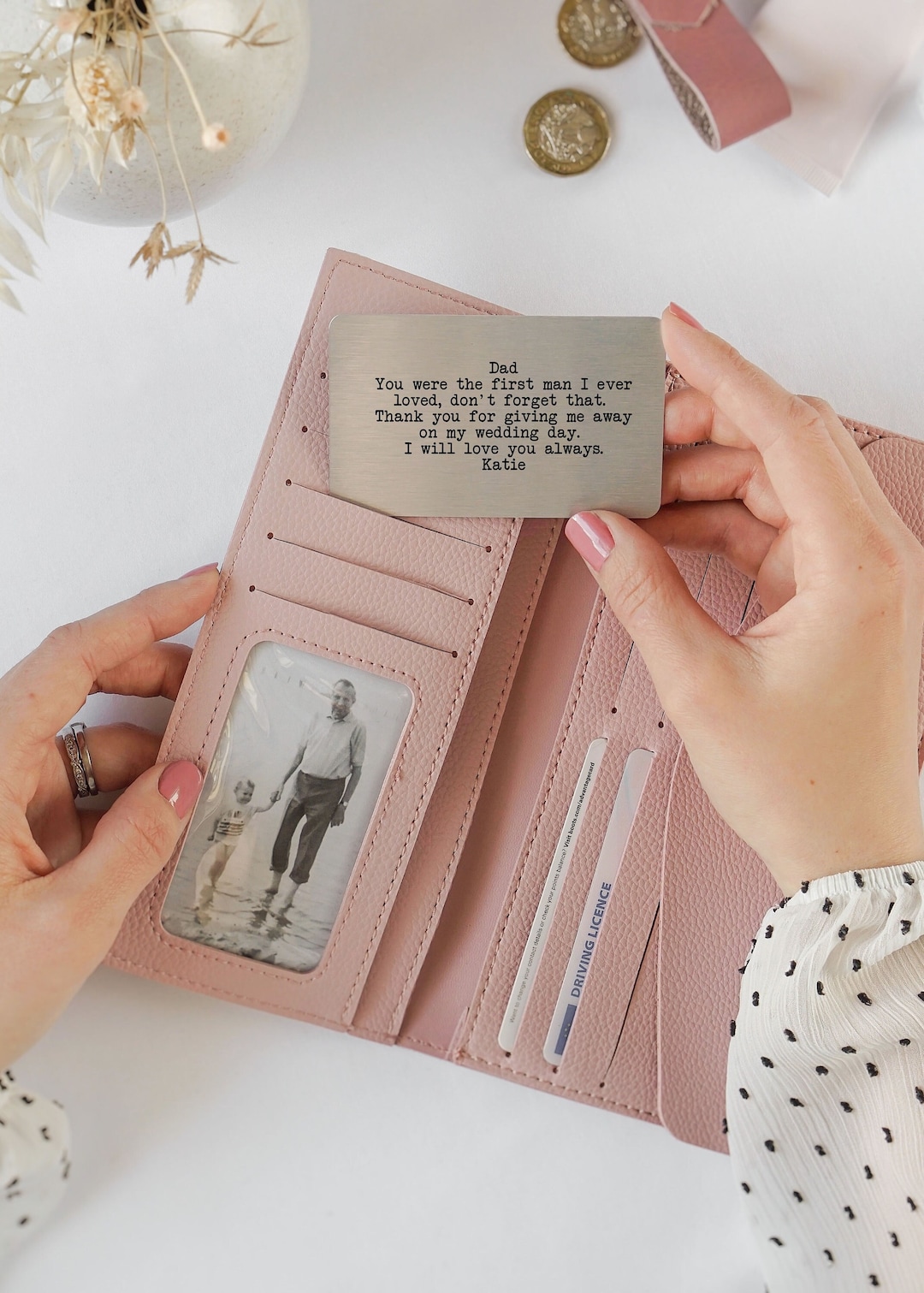 Personalised Wallet Card - Your Own Wording Message Printed on Metal ...