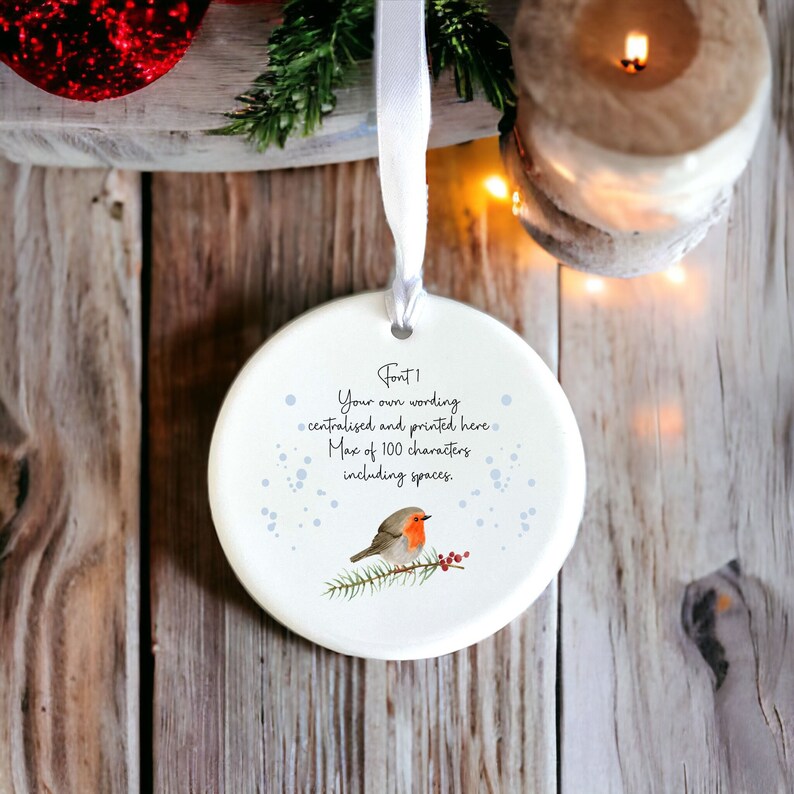 Personalised Robin Christmas Tree Decoration Hanging Ornament Ceramic ...