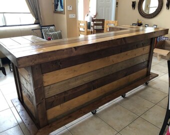 Thomas Planktop L Wood Finished Rustic Style Bar | Etsy