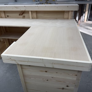 Hello Shabby L Reception Desk - Unfinished, 2 Level, L Shape - Etsy