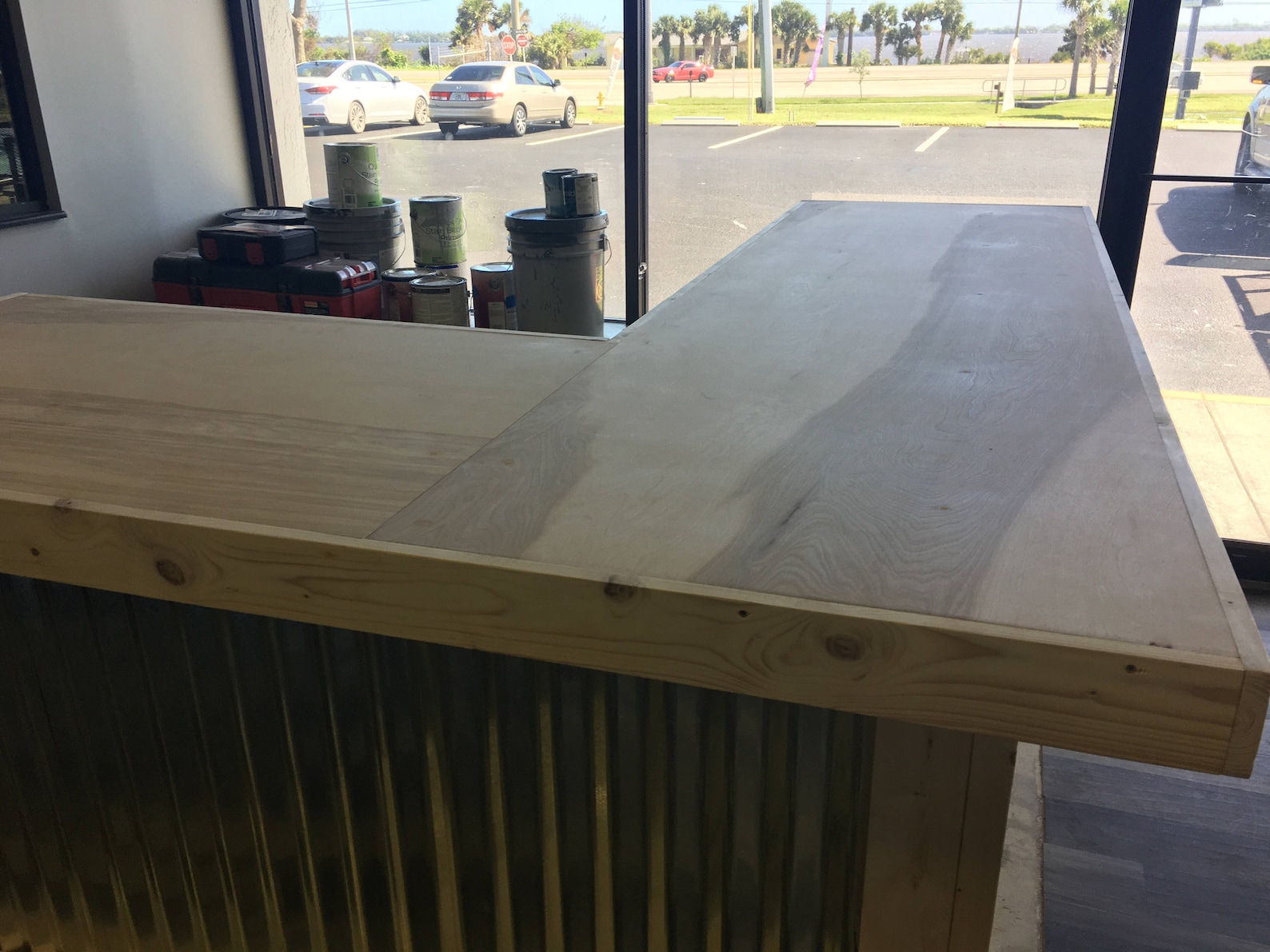 L Shape Original Metal Smooth Top Unfinished Solid Wood & Metal Indoor ...