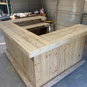 Kitchen U Shaped 2-level Rustic Real Pressure Treated Wood Barn Wood ...