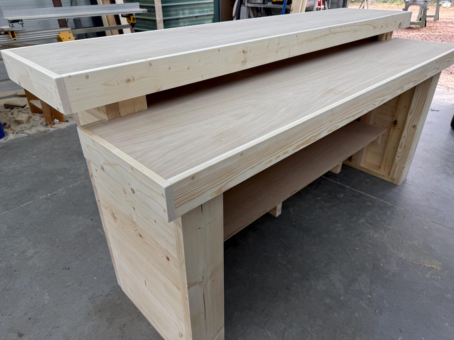 Buffet Horizontal Wide Top Smooth Top Unfinished - Solid Wood 2 Level ...