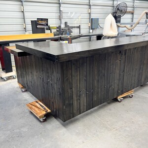 L Shaped Retail Counter, Solid Wood Counter With POS ADA Drop, Large ...