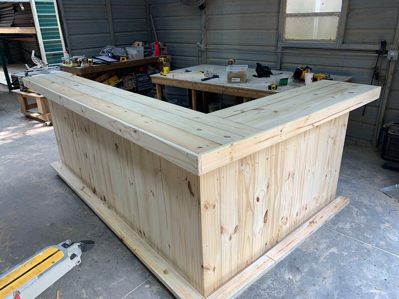 Kitchen Large L Shaped 2-level Rustic Real Pressure Treated | Etsy