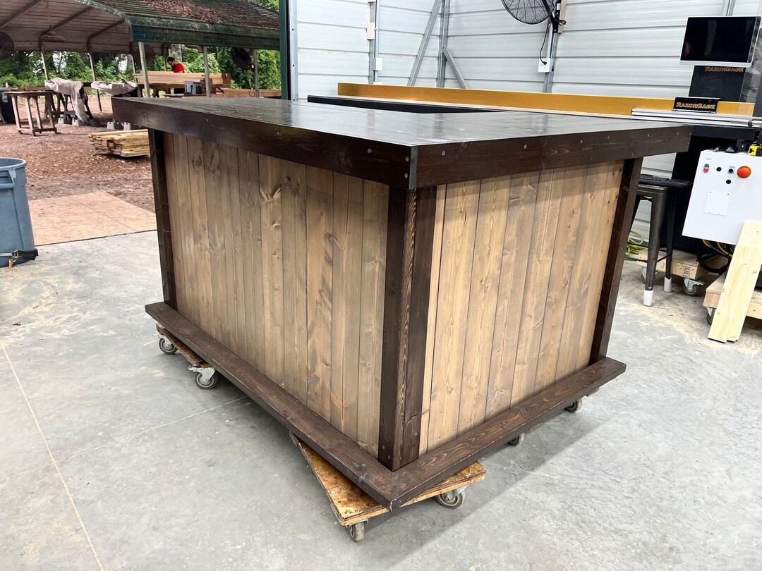 L Shape Deluxe Plank Top Finished Solid Wood Bar - Etsy