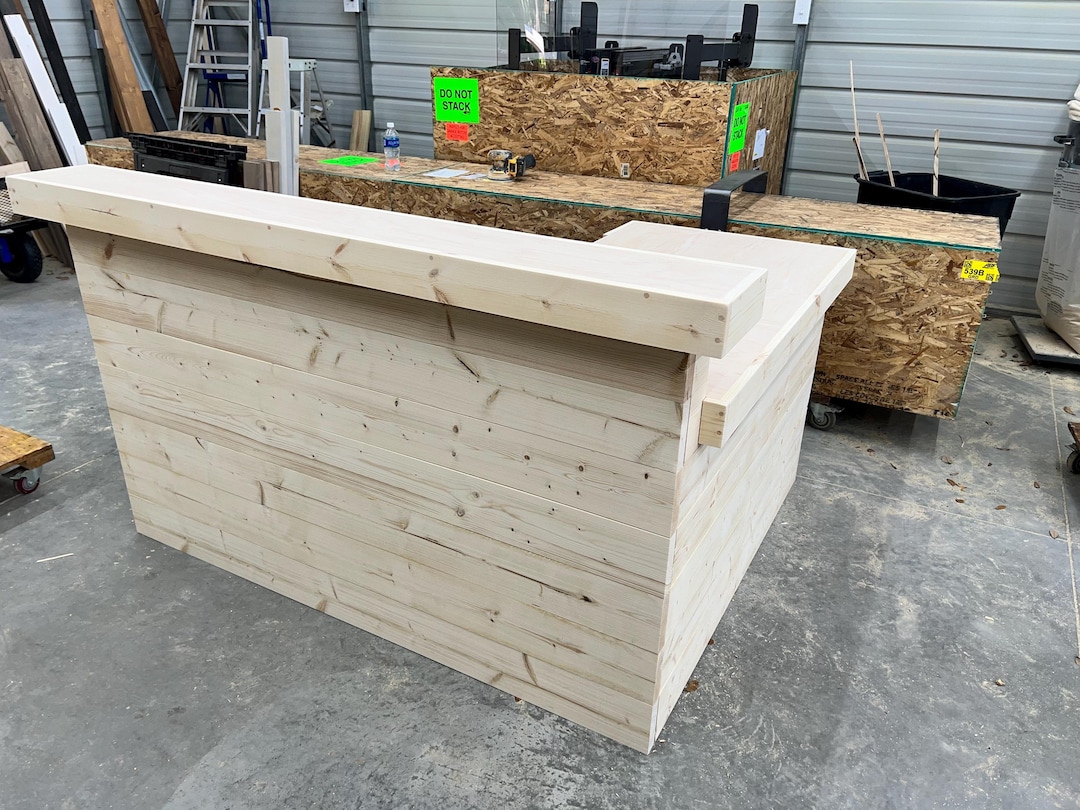 Hello Shabby L Reception Desk - Unfinished, 2 Level, L Shape - Etsy