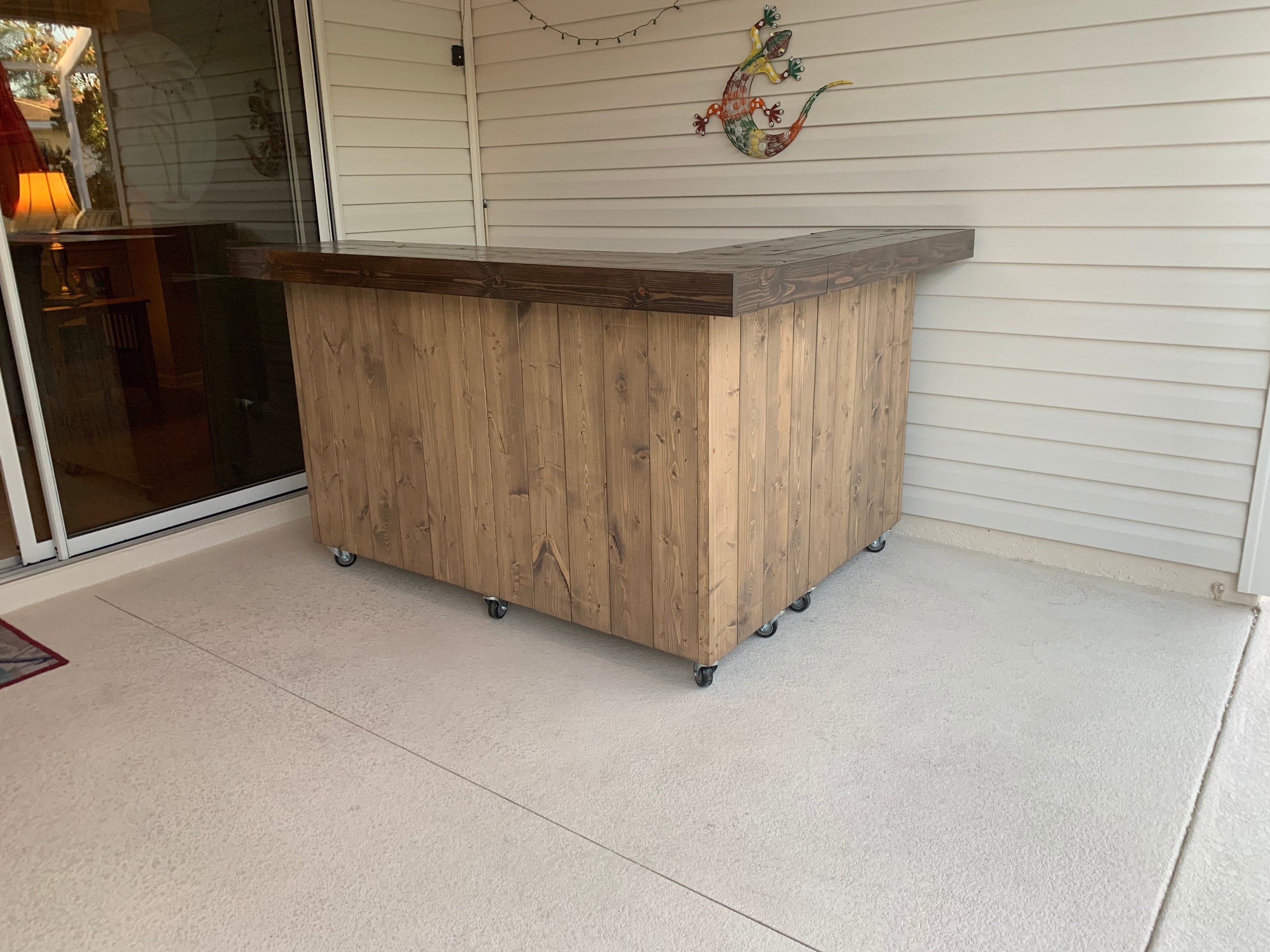 Kitchen Planktop L-Shape Small Finished - Rustic style 2-Level bar