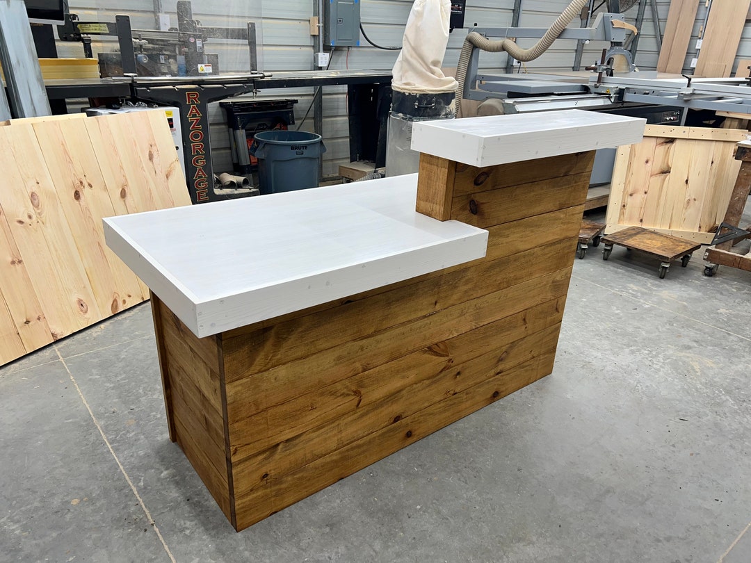 Lavonne Rustic Barnwood Style Reception Desk Retail Counter Sales ...