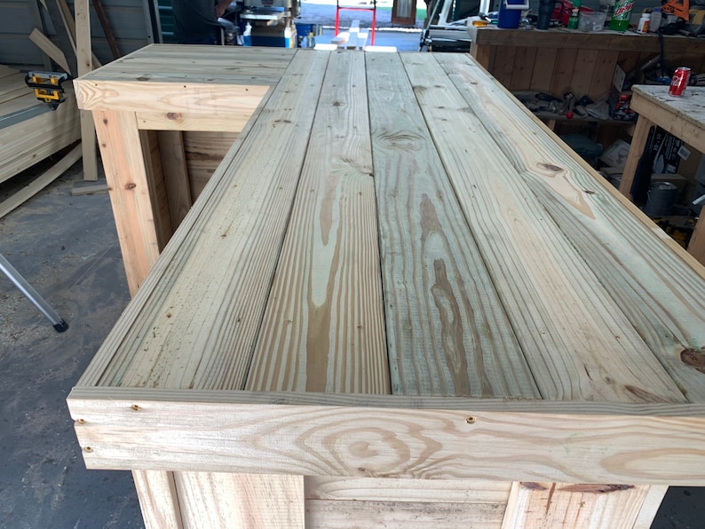 L Shape Horizontal - Rustic Pressure Treated Wood Outdoor Home Patio ...