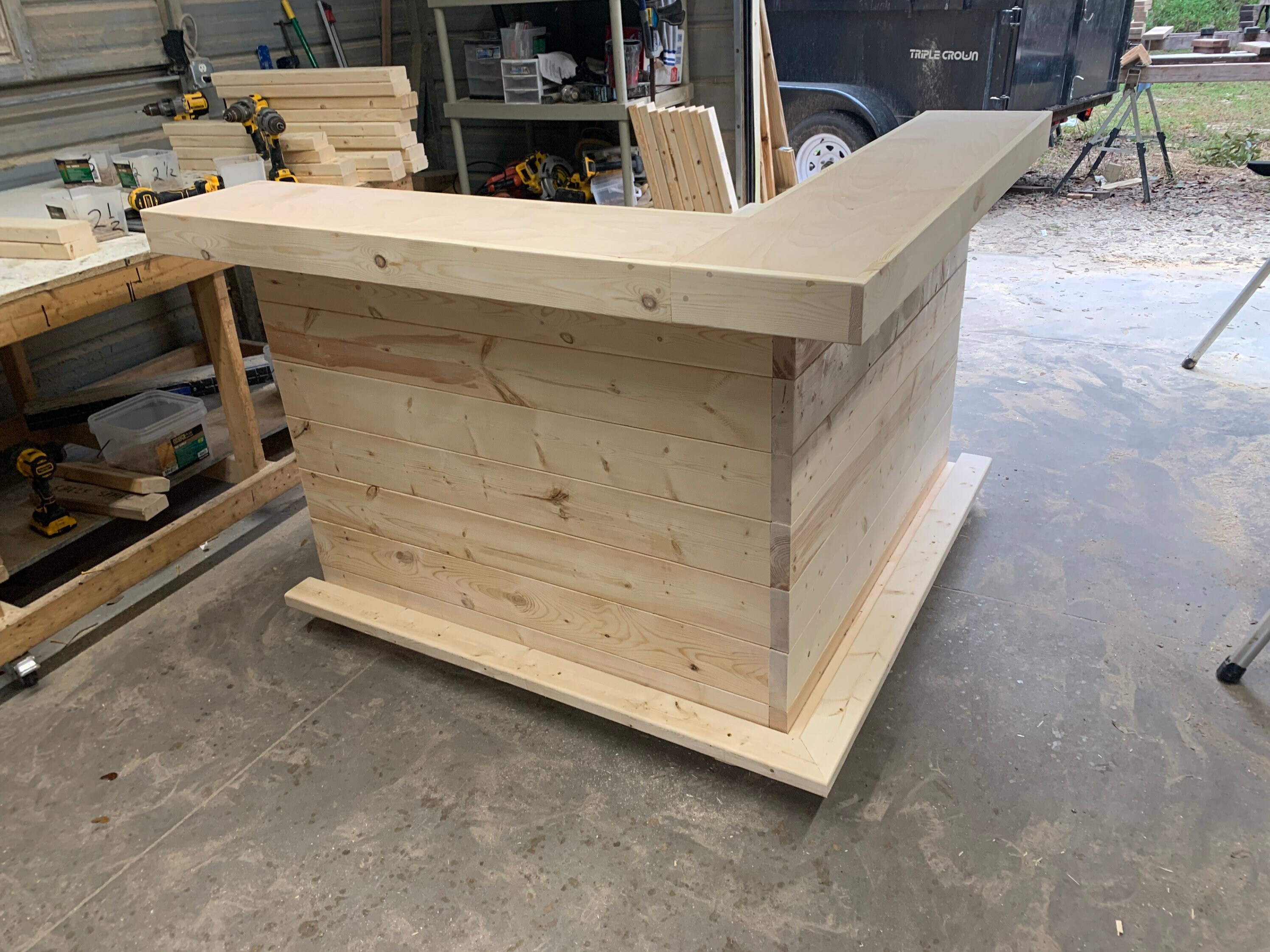 Unfinished Shabby Horizontal L Shaped Small Indoor Bar 2 level - Rustic ...