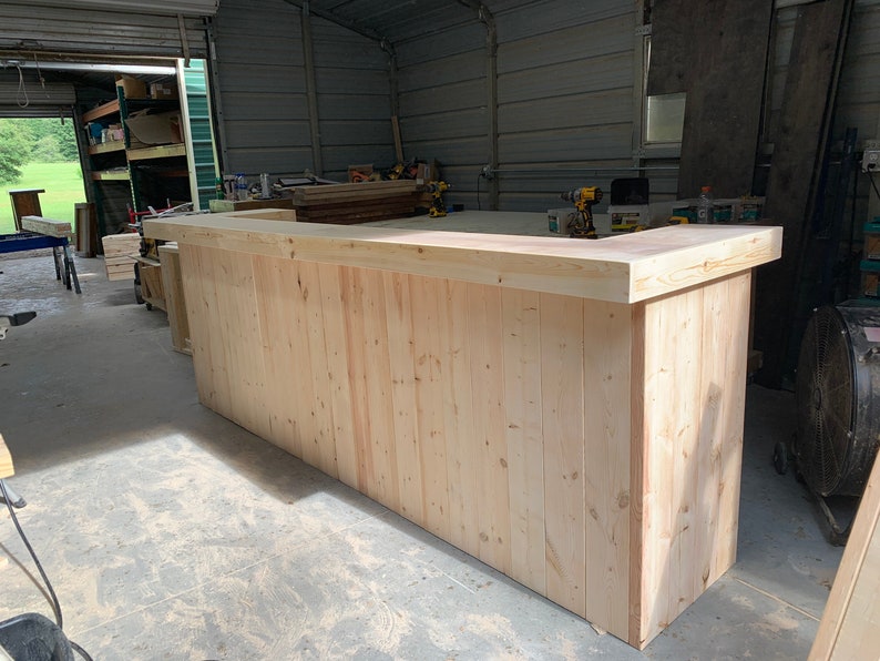 Ethan U-shaped Bar Unfinished Rustic Barnwood Style 2-level - Etsy