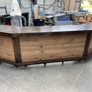 Angle Plank Top Finished - Solid Wood Bar, Curved Bar, Round Bar, Patio ...