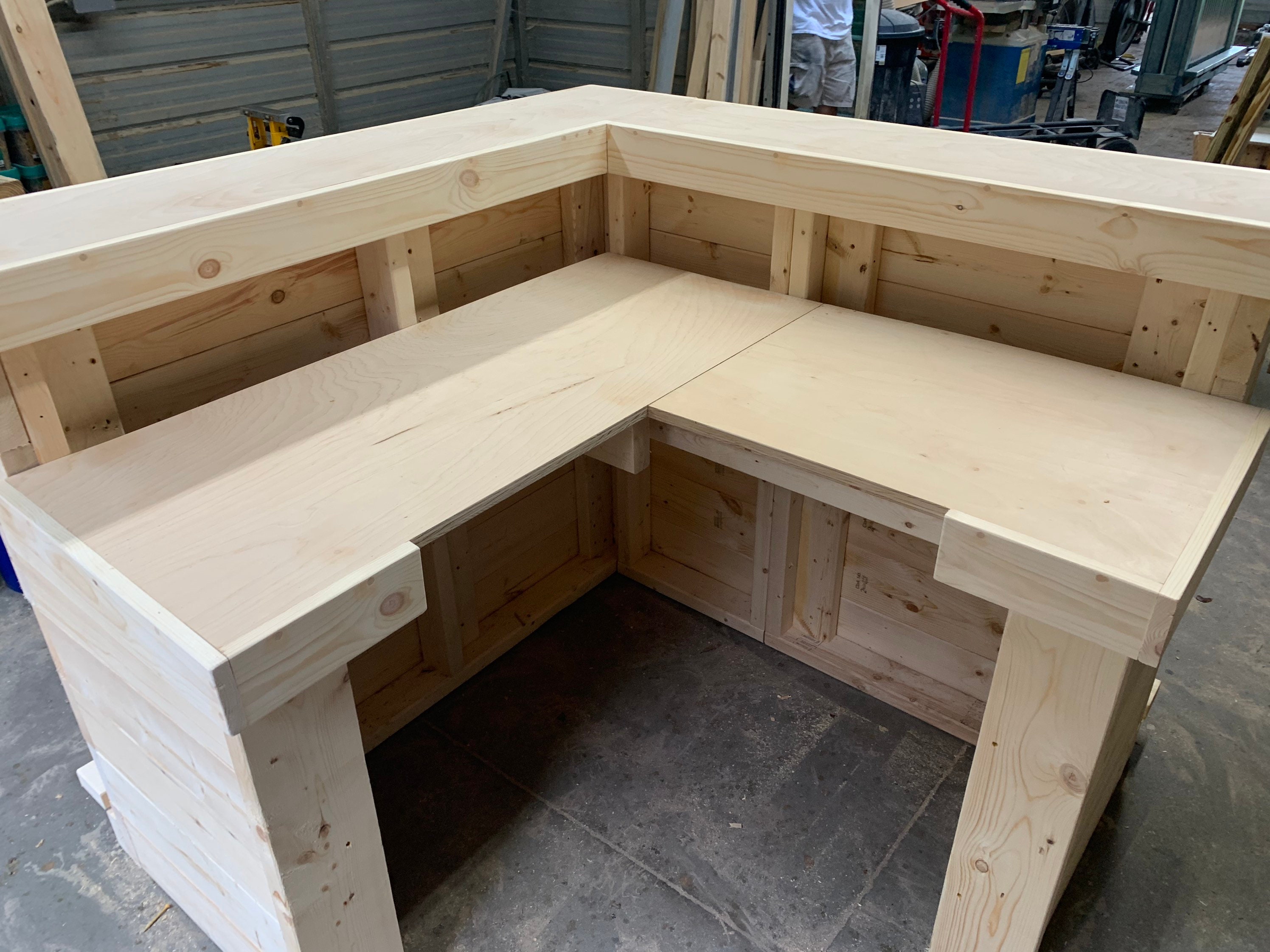 Unfinished Shabby Horizontal L Shaped Small Indoor Bar 2 level - Rustic ...