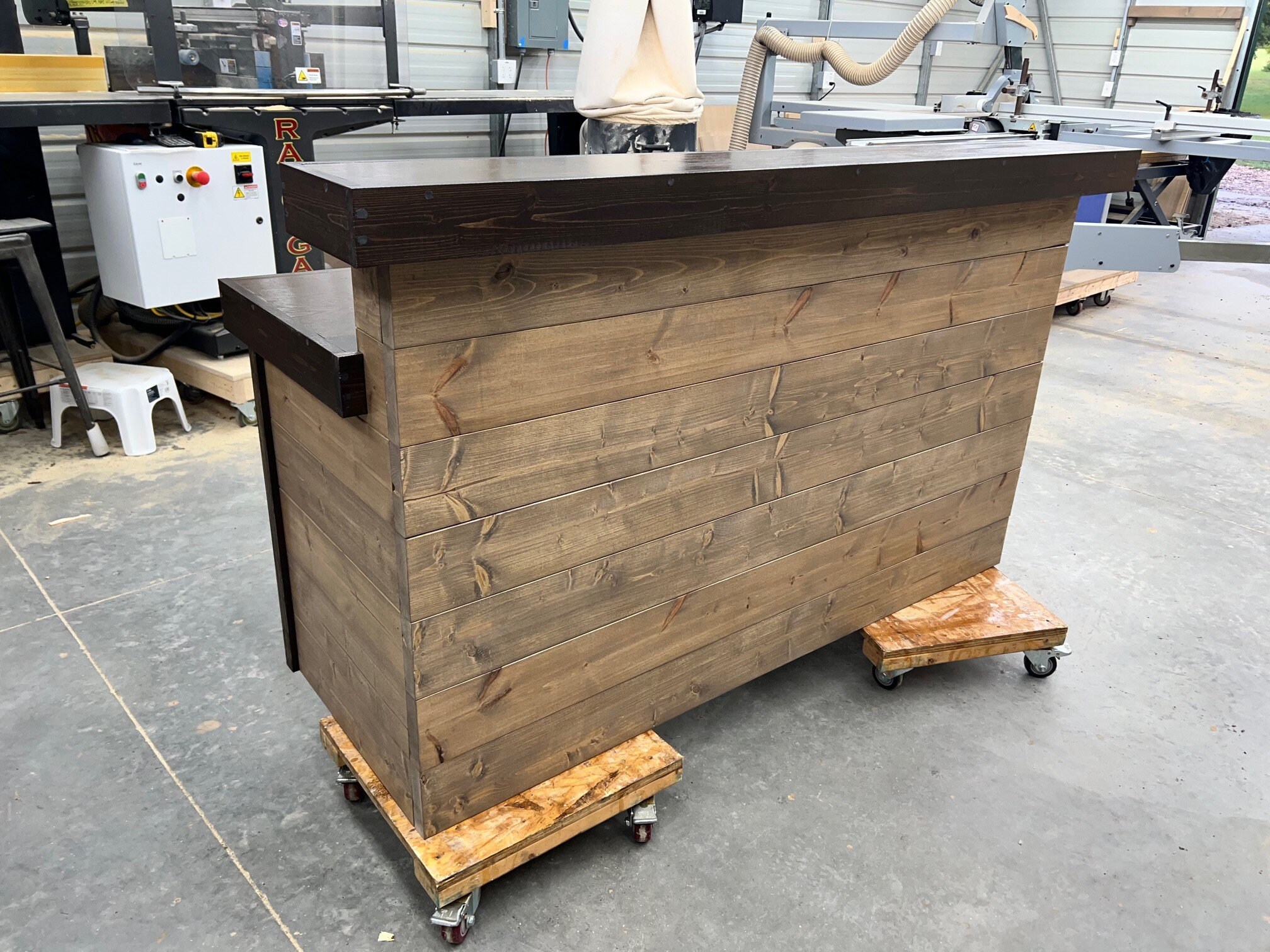 Elevate your business with a stylish reception area the Hello Shabby L shaped Modern rustic solid wood reception desk or retail counter