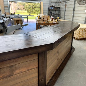 Angle Plank Top Finished - Solid Wood Bar, Curved Bar, Round Bar, Patio ...
