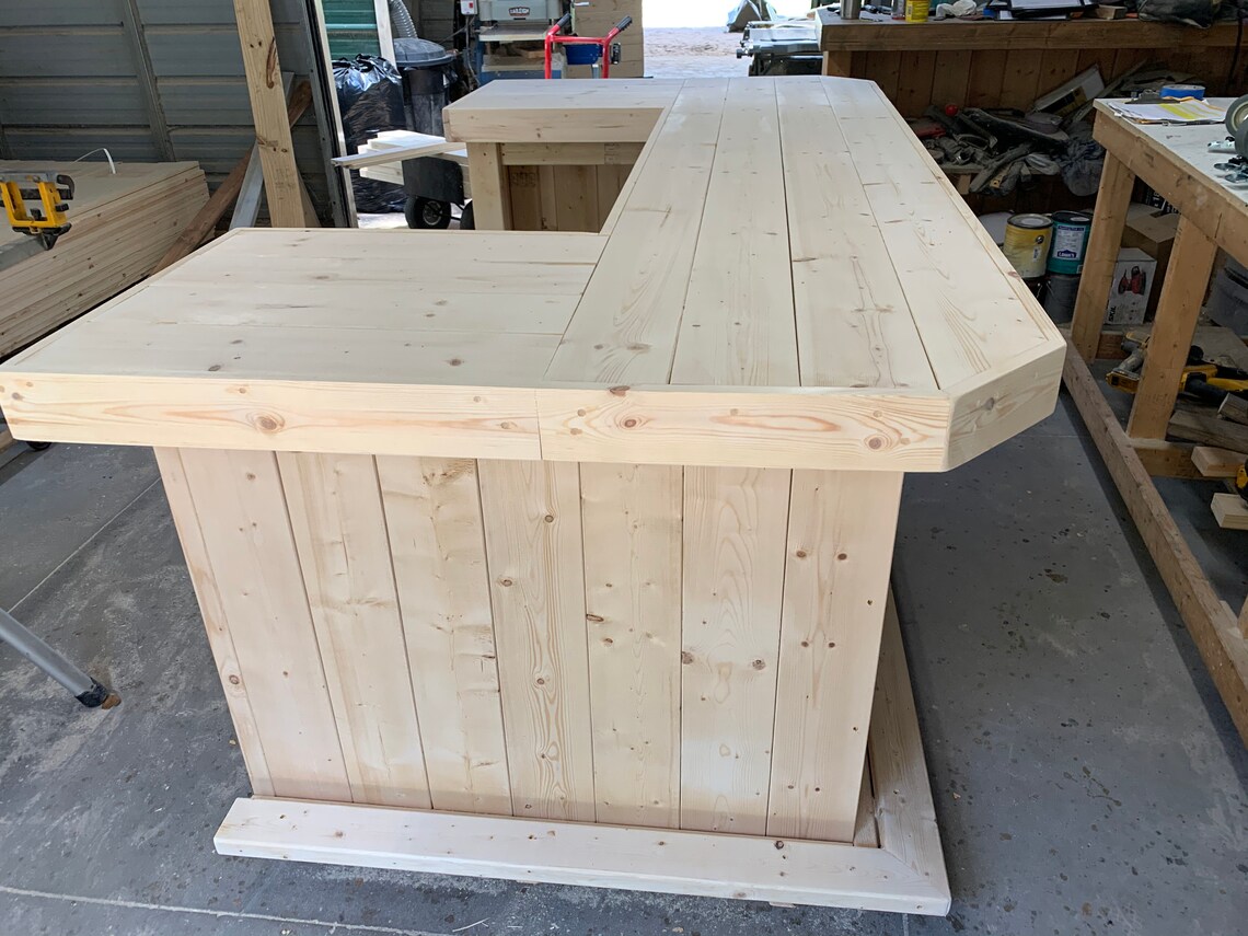 Mini Mega Wood U Unfinished Rustic Style Bar | Etsy