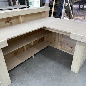 Hello Shabby L Reception Desk - Unfinished, 2 Level, L Shape - Etsy