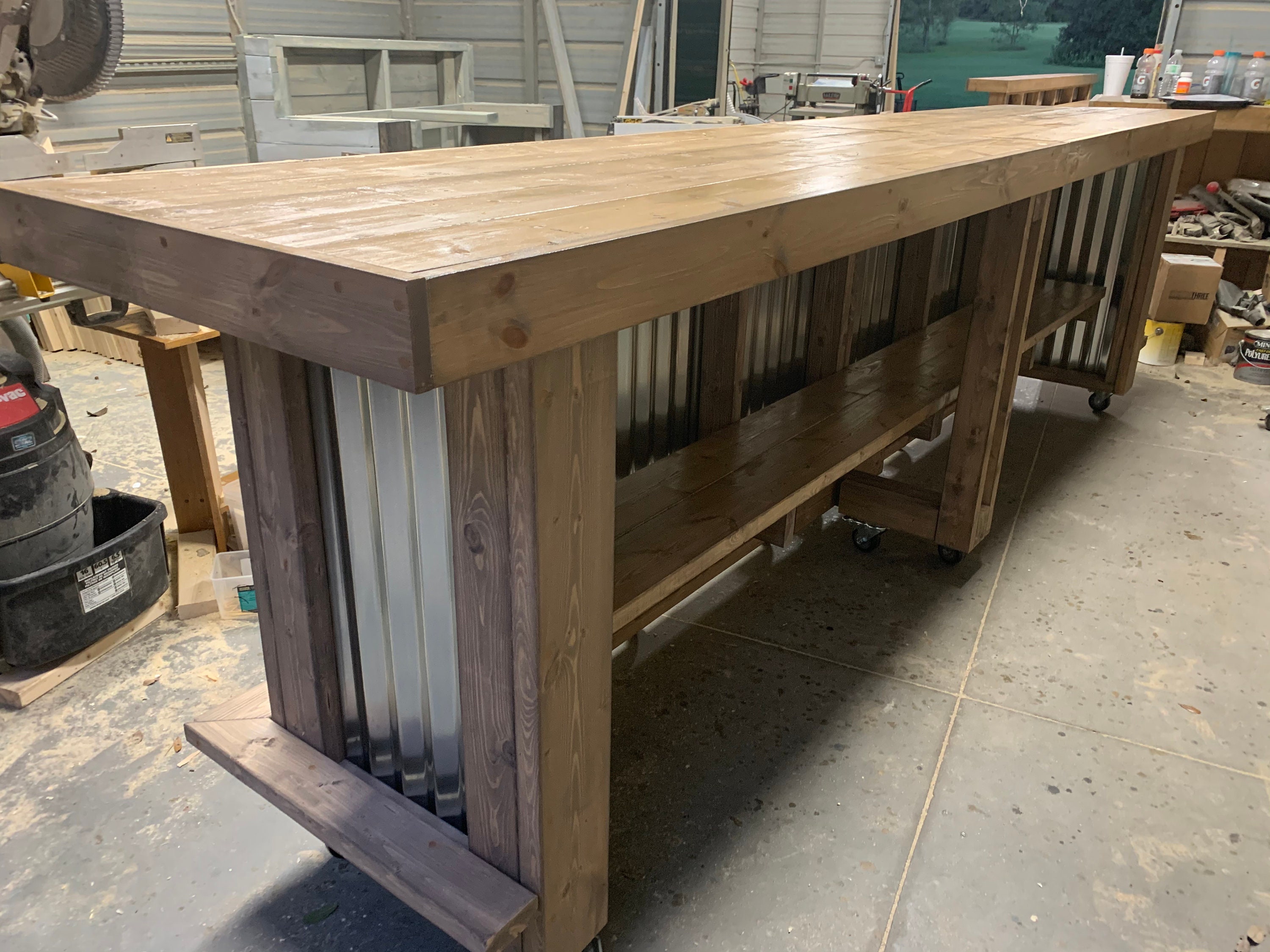 Plank Top Metal Straight Top Large Finished – Solid wood & metal bar