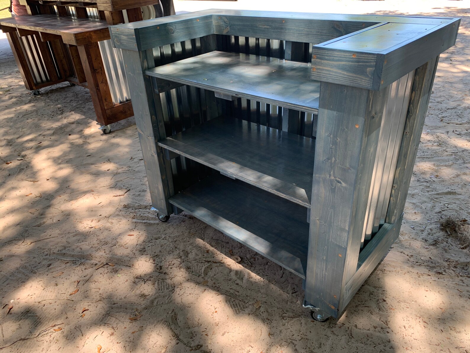 Hostess Station Metal Rustic Barnwood Style Mobile Stand - Etsy