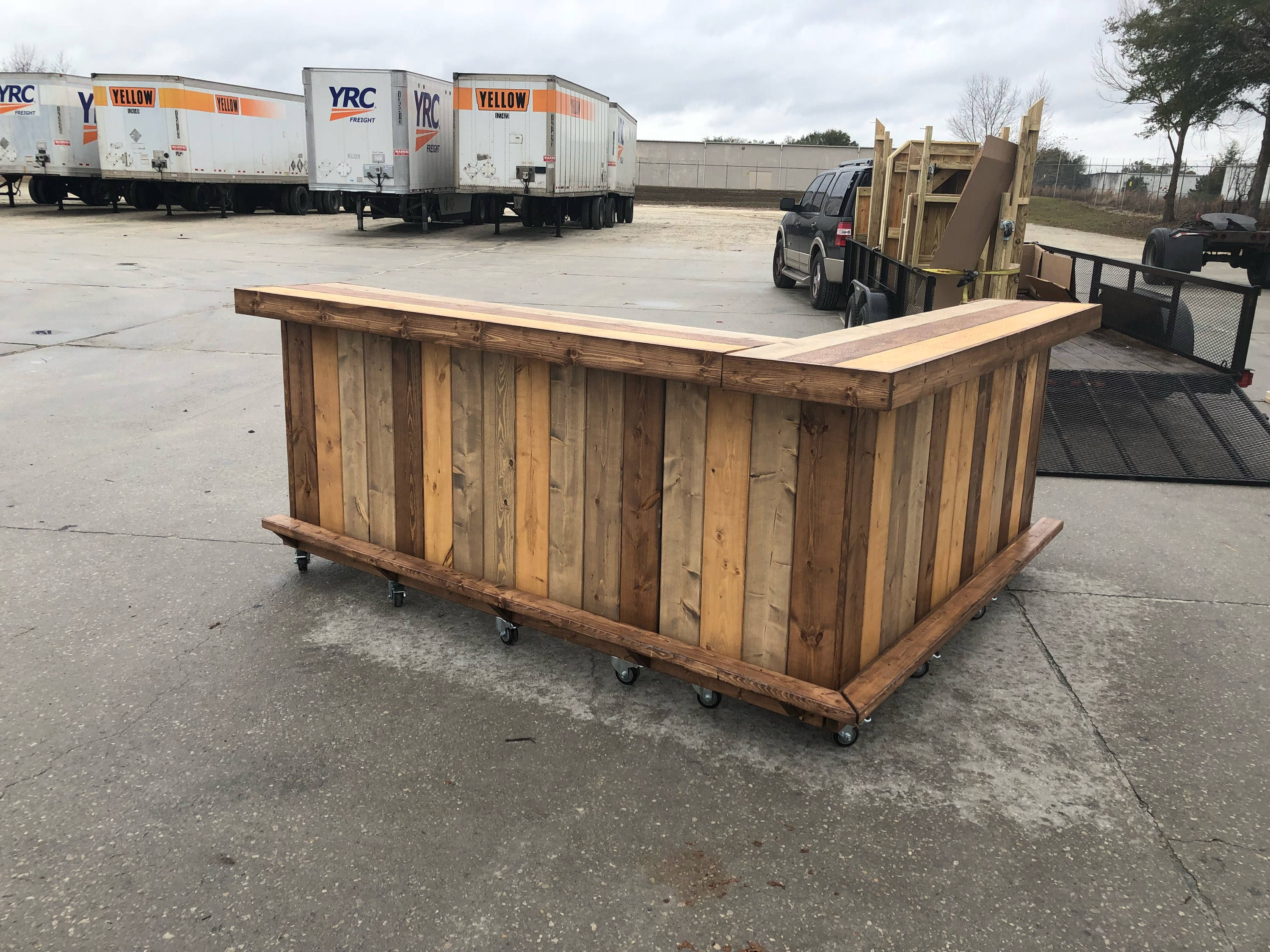 Kitchen Planktop L-Shape Medium Finished - Rustic style bar