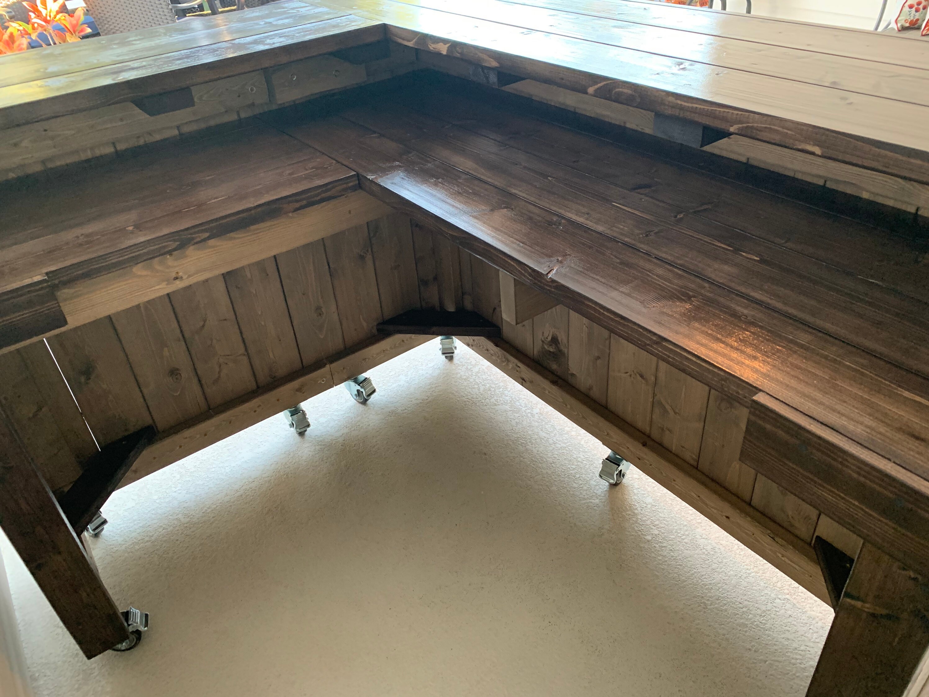 The Kitchen Plank Top L Shape Small 2-Level home bar, Tiki bar ...