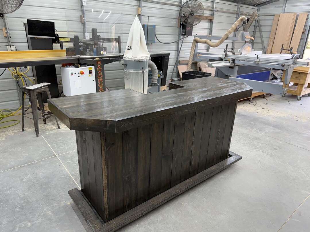 The Foo-bar Plank Top U Shape 3 Piece Rustic Basement Home Bar - Etsy
