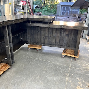 L Shaped Retail Counter, Solid Wood Counter With POS ADA Drop, Large ...