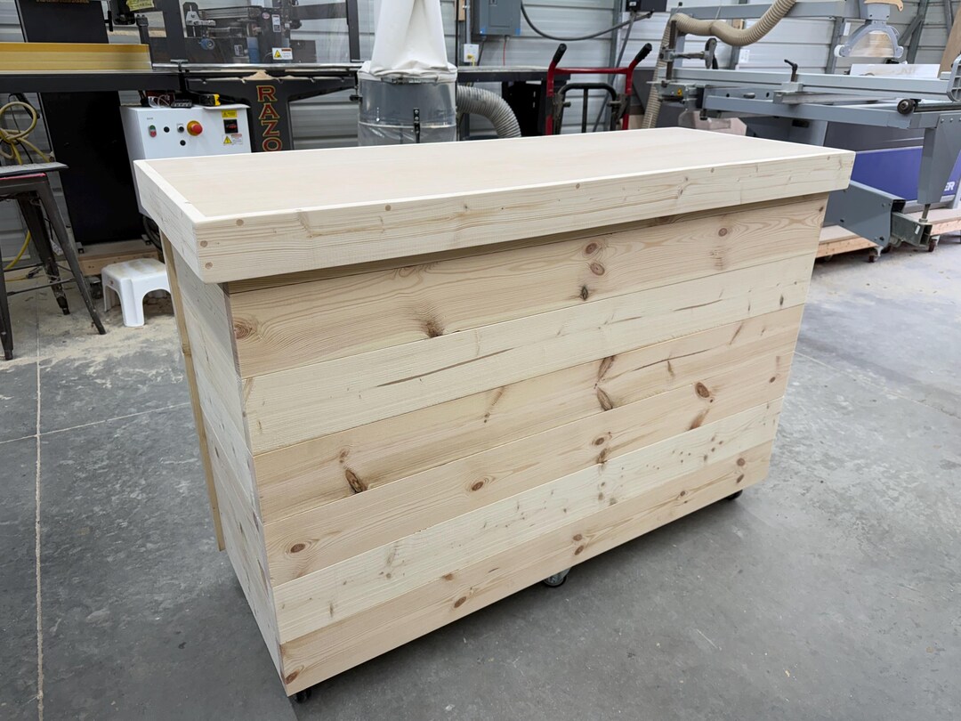 Unfinished Mobile Welcome Desk With 3 Shelves and Locking Wheels - Etsy