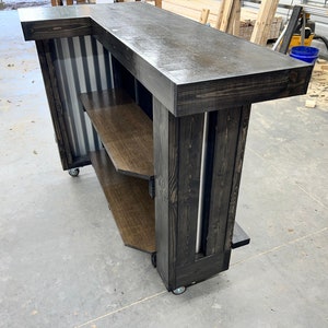 The Mini Metal L Shape Oak Smooth Top Corrugated Metal and Wood Indoor ...