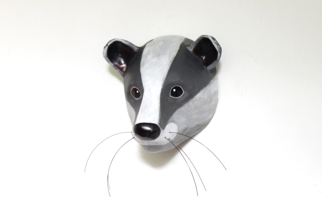 The Mask of a Badger, Paper Mache, Wall Hanging, Animal Head by ...