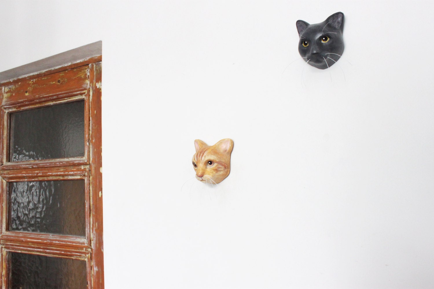 Custom cat portrait / art sculpture faux taxidermy wall mask | Etsy