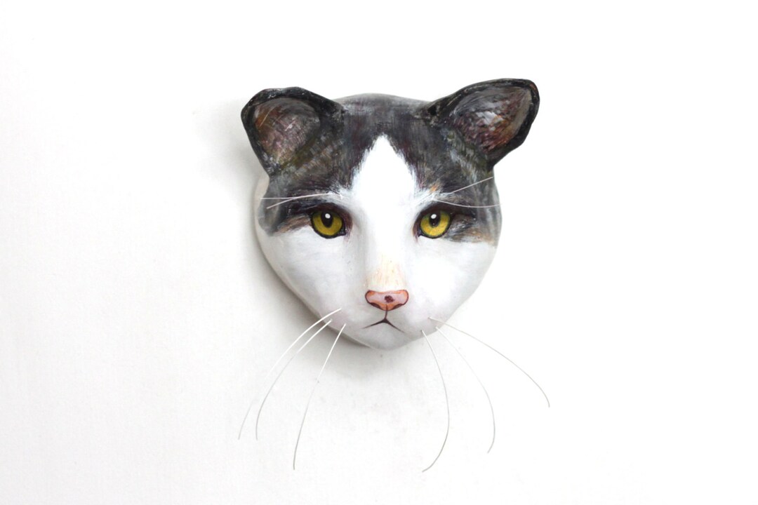 Kitty / Custom Cat Face Portrait / Cat Wall Mount, Art Sculpture, Faux ...