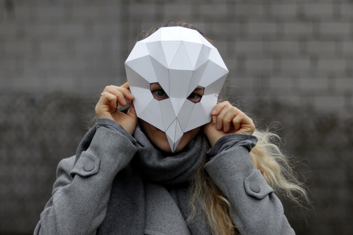 Owl Mask OR Uhu Mask PDF Instant_download Half Head Mask / - Etsy