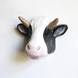 Handmade Paper Mache Cow Head Wall Mount: Faux Taxidermy Art - Etsy