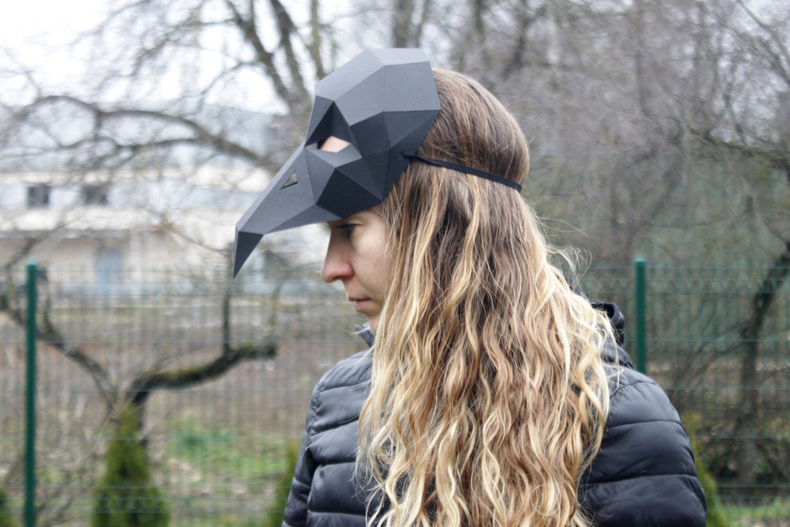 Raven PDF Instant_download Half Head Mask / DIY - Etsy