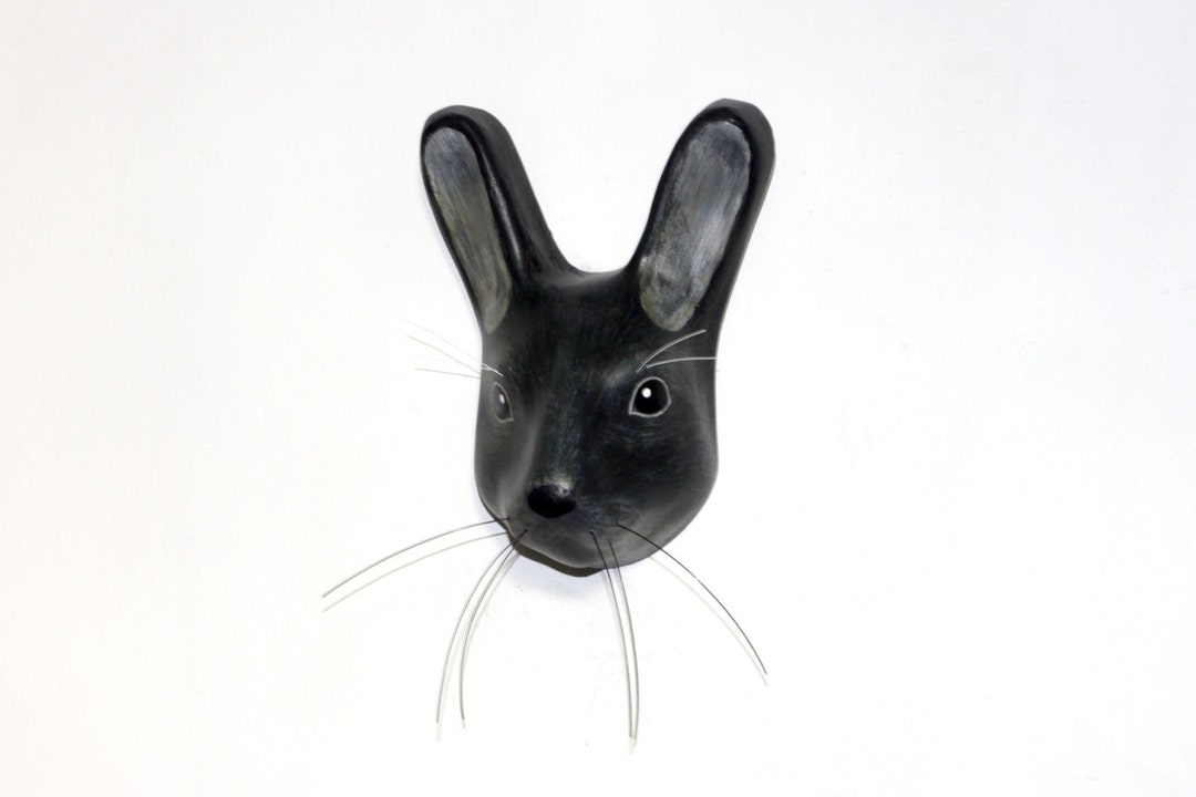 Black Rabbit, Faux Taxidermy, Wall Decoration, Paper Mache - Etsy