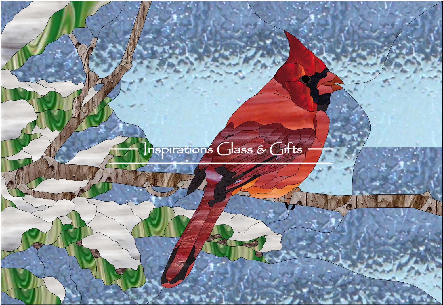 Stained Glass Pattern: Winter Cardinal - Etsy